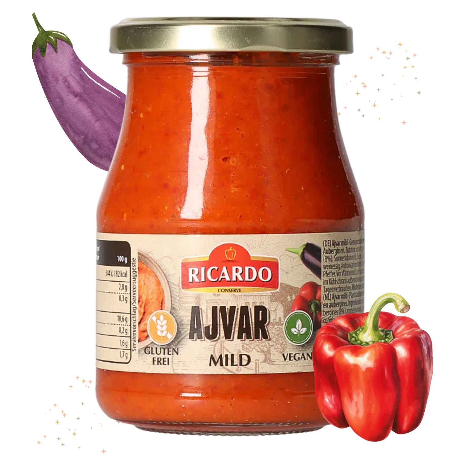 RICARDO Ajvar Mild 10 x 350g - Vorteilspack – Dailyshop24.de